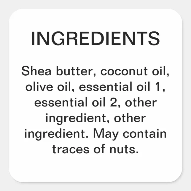 Ingredients simple business product label sticker | Zazzle