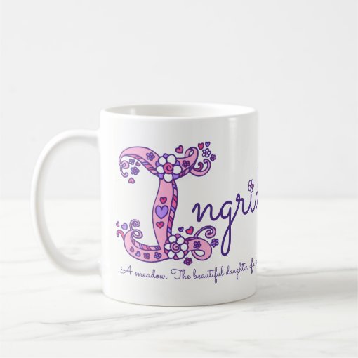 Ingrid name meaning decorative I monogram mug | Zazzle