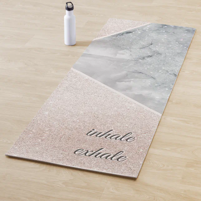 Inhale Exhale Modern Glitter Sprinkle and Marble Yoga Mat | Zazzle