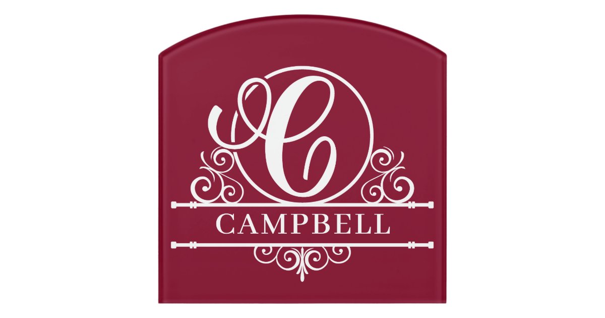 Initial C Family Name Split Monogram Door Sign | Zazzle