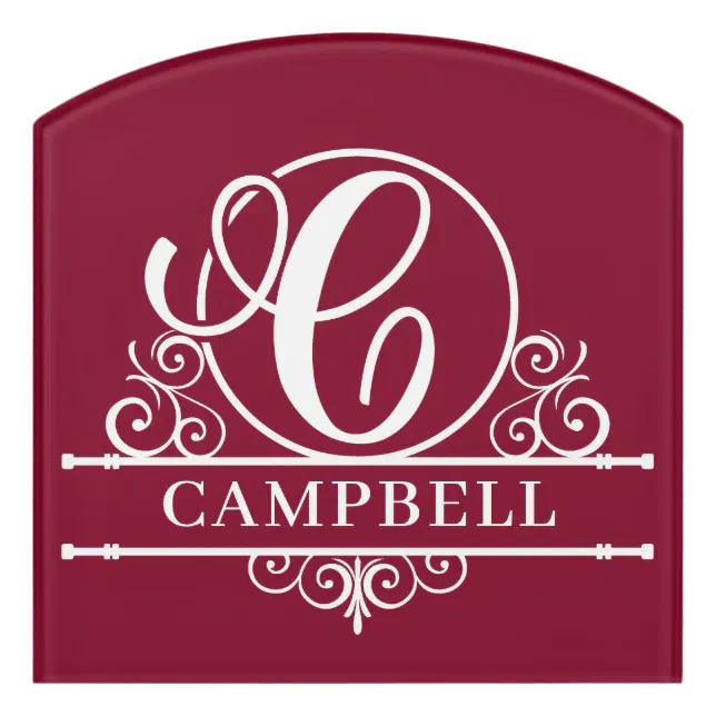 Initial C Family Name Split Monogram Door Sign | Zazzle