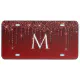 Initial Drip Glitter Wine Burgundy License Plate | Zazzle
