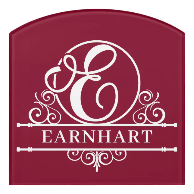 Initial E Family Name Split Monogram Door Sign | Zazzle