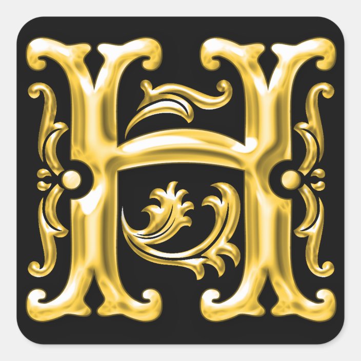 Initial H Capital Letter Sticker in Gold | Zazzle.com