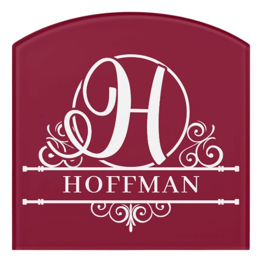 Initial H Family Name Split Monogram Door Sign | Zazzle.com