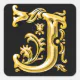 Initial J Capital Letter Sticker in Gold | Zazzle