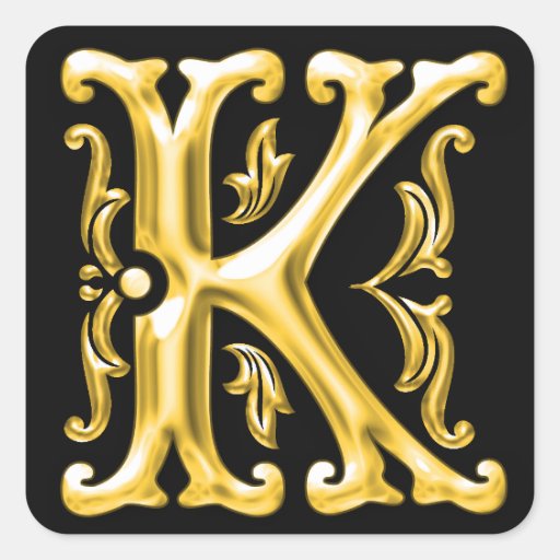 Initial K Capital Letter Sticker in Gold | Zazzle