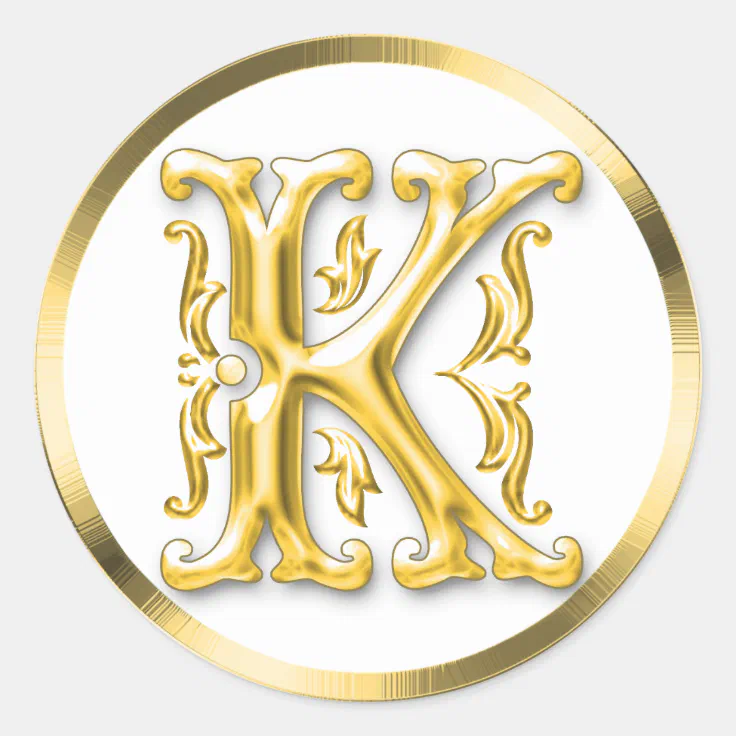 Initial K Round Sticker in Gold | Zazzle