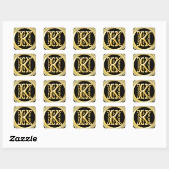 Initial K Square Sticker in Gold | Zazzle