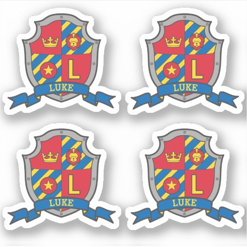 Initial letter L custom name lion crest shield Sticker | Zazzle