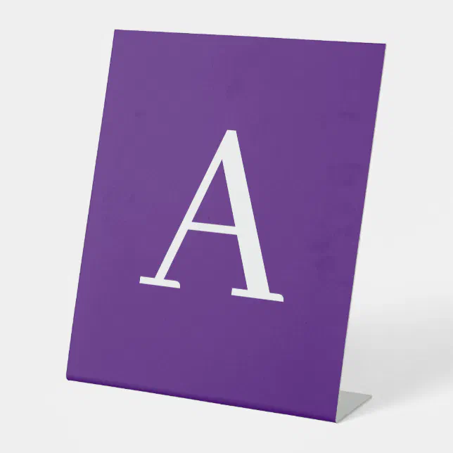 Initial Letter Monogram Modern Style Purple Pedestal Sign | Zazzle