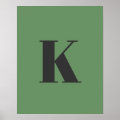 Initial Letter | Monogram Modern Trendy Sage Green Poster | Zazzle