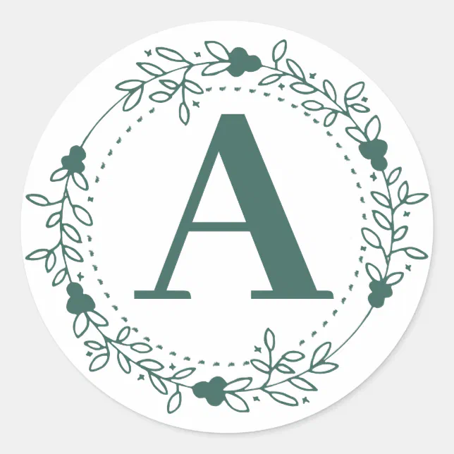 Initial Letter Monogram Personalized Classic Round Sticker | Zazzle