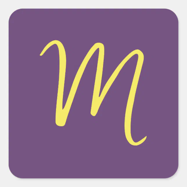 Initial Letter Monogram Stylish Indigo Yellow Square Sticker | Zazzle