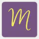 Initial Letter Monogram Stylish Indigo Yellow Square Sticker | Zazzle