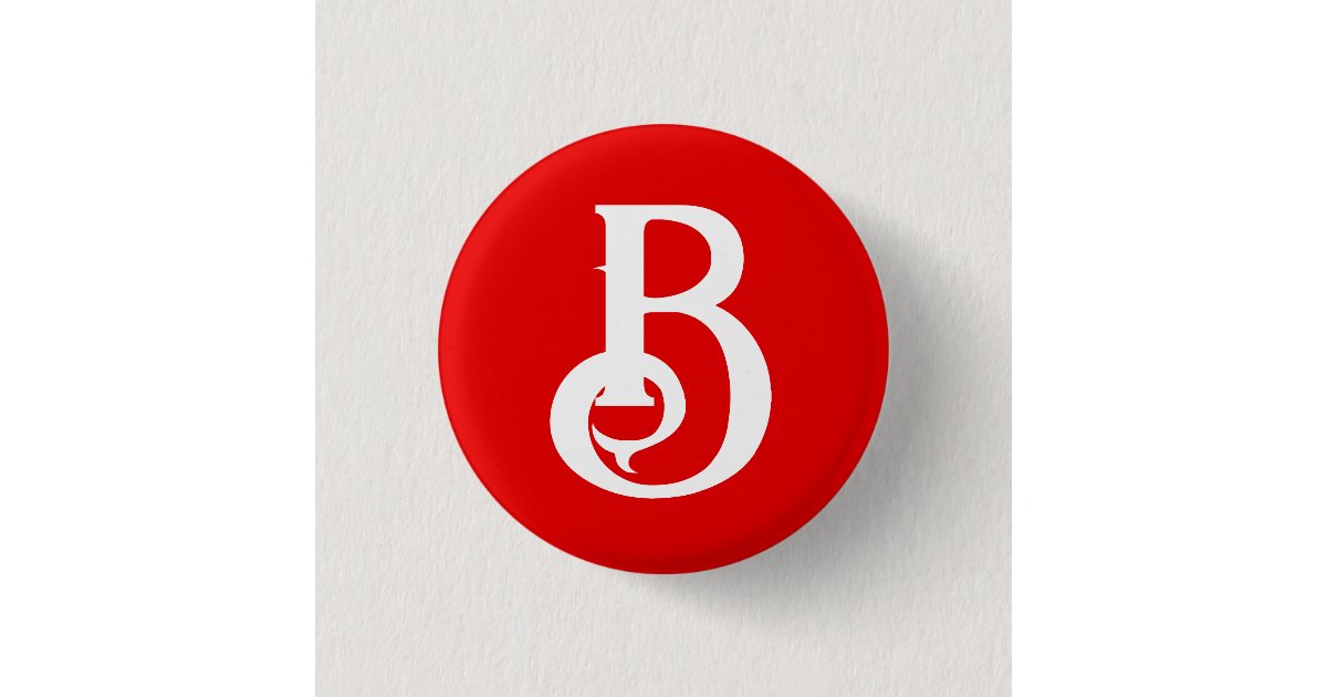 Initial Letter Monogrammed Red White Classical Button | Zazzle