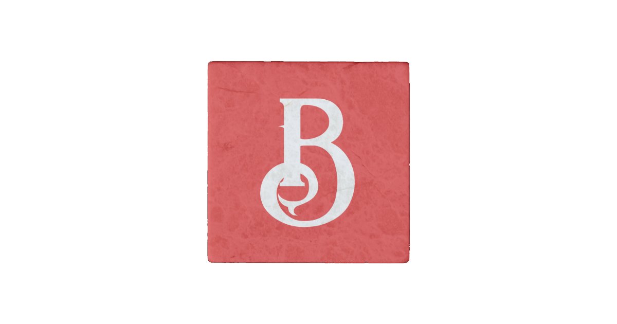 Initial Letter Monogrammed Red White Classical Stone Magnet | Zazzle