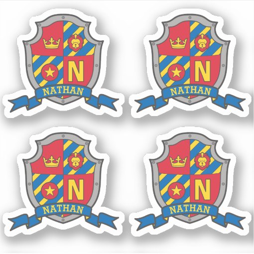 Initial letter N custom name Nathan lion crest Sticker | Zazzle