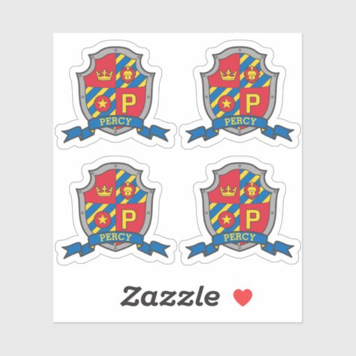 Initial letter P custom name Percy lion crest Sticker | Zazzle