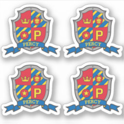Initial letter P custom name Percy lion crest Sticker | Zazzle