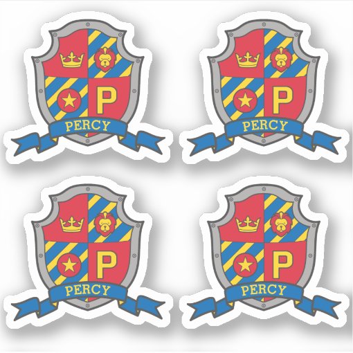 Initial letter P custom name Percy lion crest Sticker | Zazzle