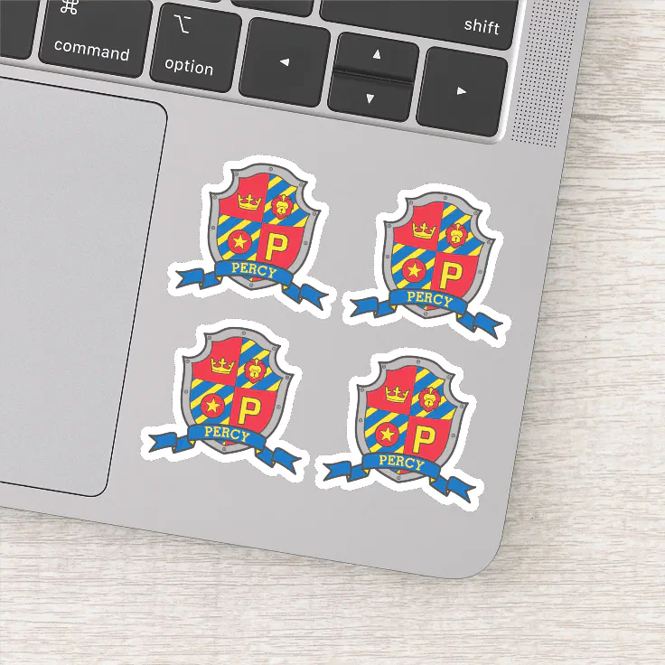 Initial letter P custom name Percy lion crest Sticker | Zazzle
