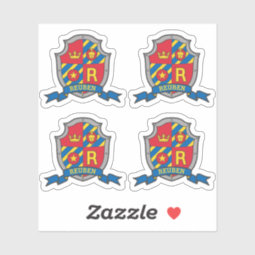 Initial letter R custom name Reuben lion crest Sticker | Zazzle
