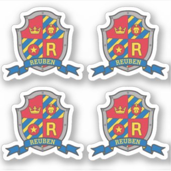 Initial letter R custom name Reuben lion crest Sticker | Zazzle