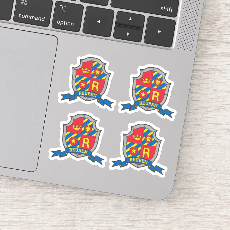 Initial letter R custom name Reuben lion crest Sticker | Zazzle