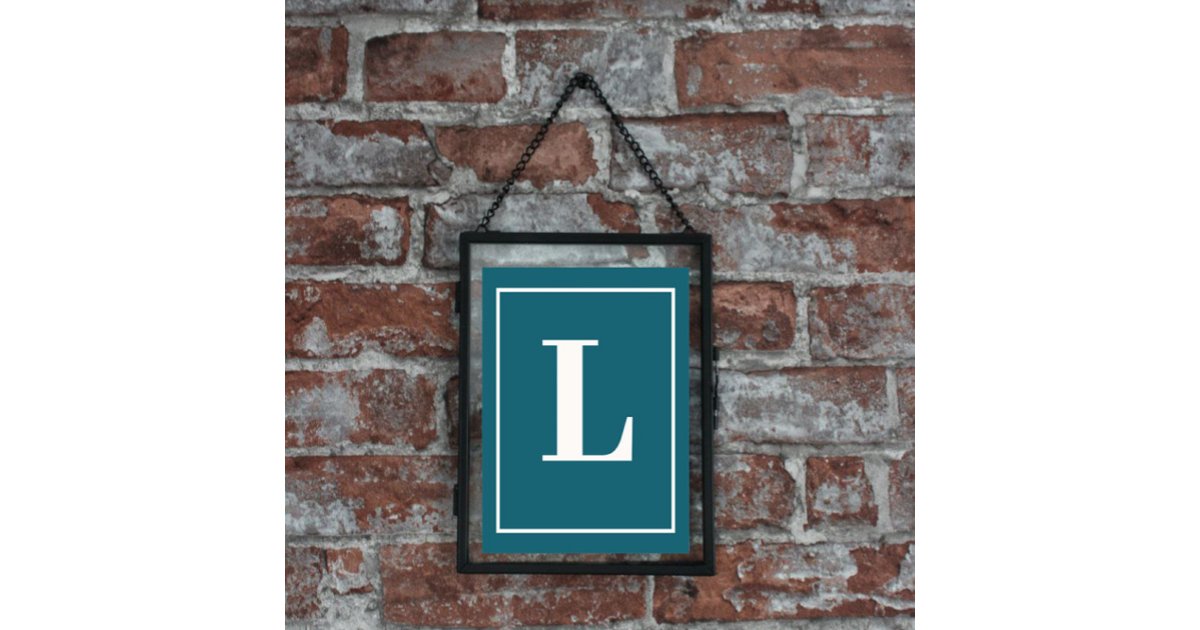 Initial Letter |Teal Monogram Modern Stylis Poster | Zazzle