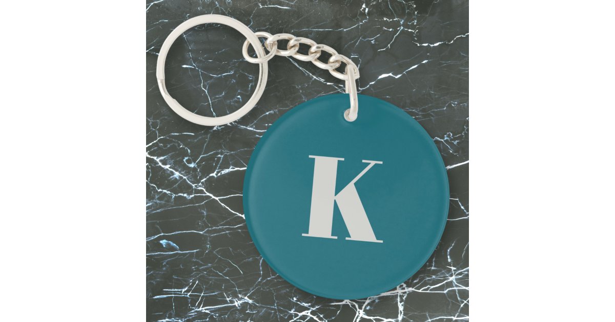 Initial Letter | Teal Monogram Modern Stylish Cool Keychain | Zazzle