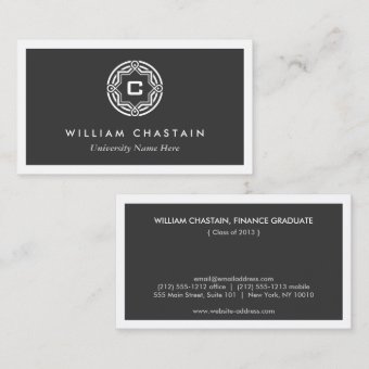 INITIAL LOGO for STUDENTS/UNIVERSITY (Black) Calling Card | Zazzle