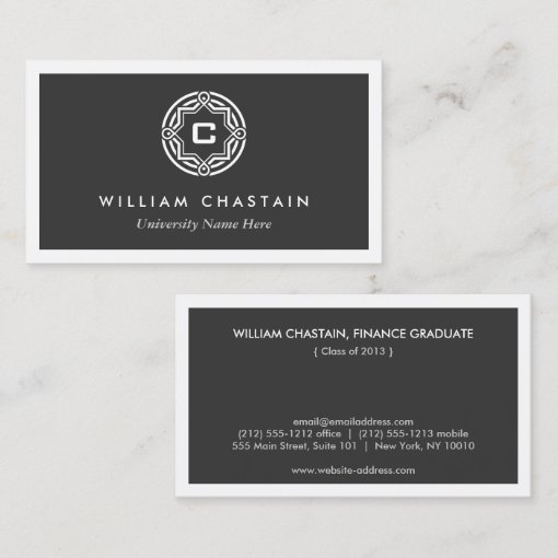 INITIAL LOGO for STUDENTS/UNIVERSITY (Black) Calling Card | Zazzle