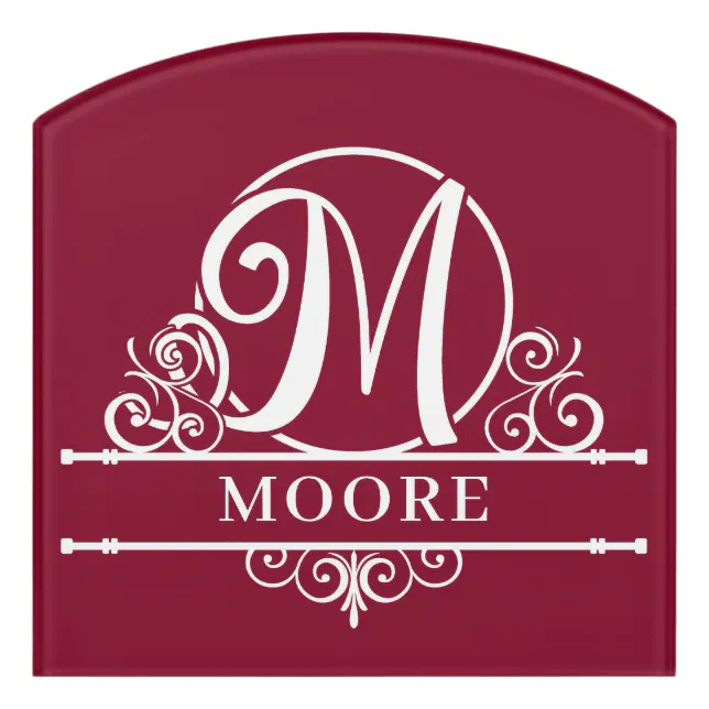 Initial M Family Name Split Monogram Door Sign | Zazzle