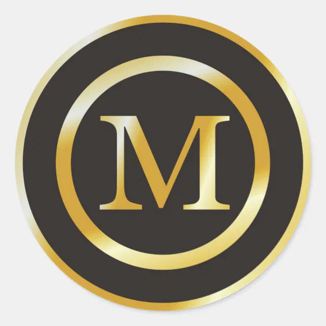 Initial M Gold Monogram Wedding Stickers | Zazzle
