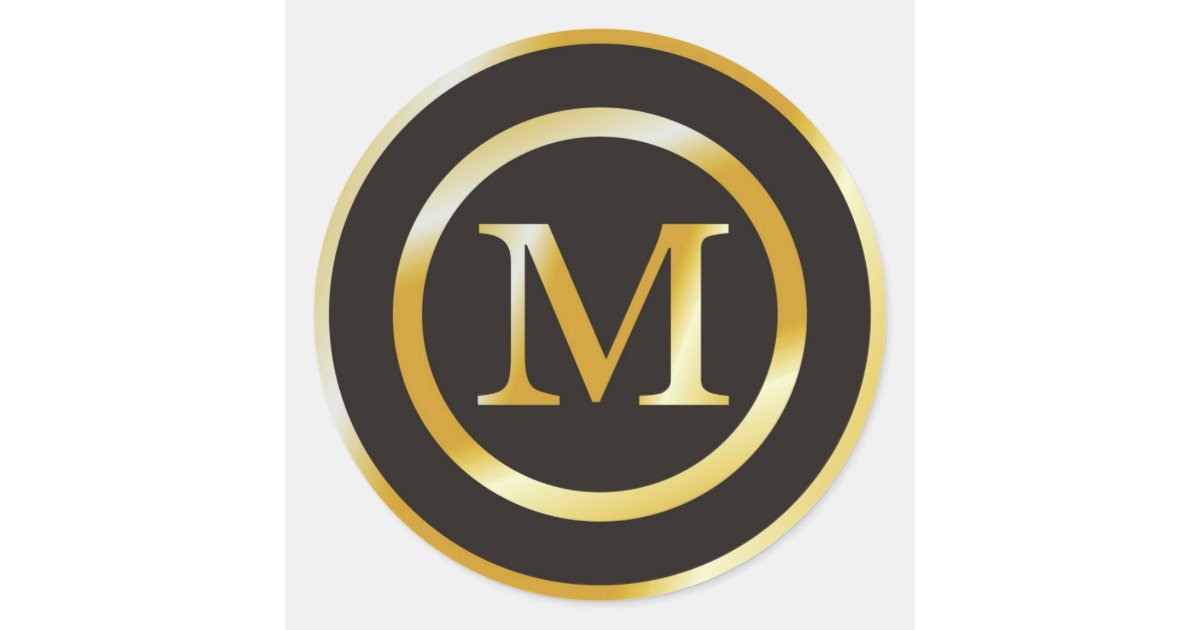 Initial M Gold Monogram Wedding Stickers | Zazzle
