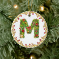 initial M monogrammed christmas ornament - circle | Zazzle