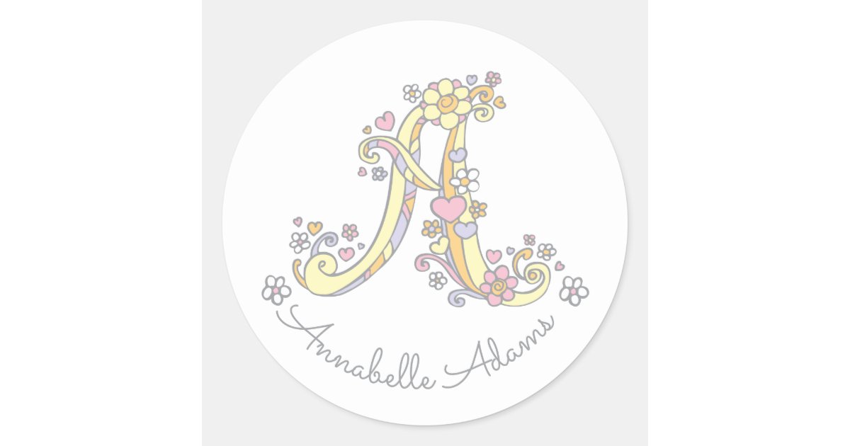 Initial monogram A custom name id name stickers | Zazzle