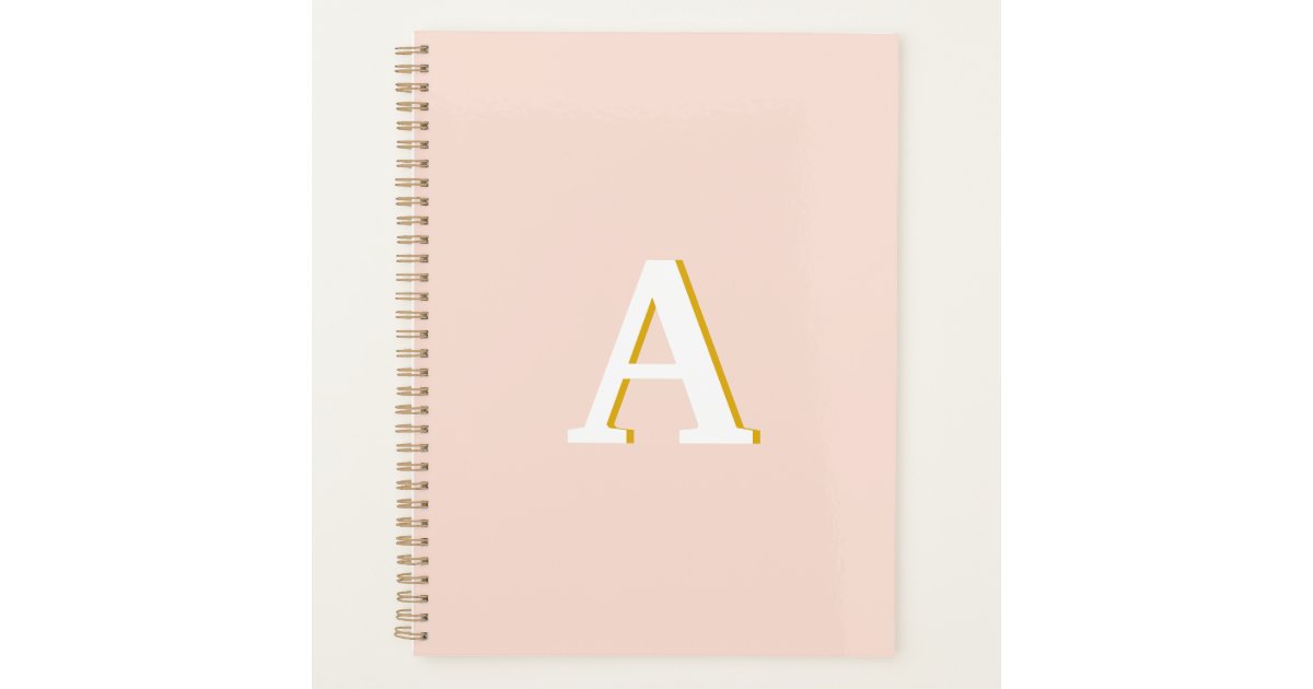 Initial Monogram Blush Pink Vintage Typography Pla Planner | Zazzle