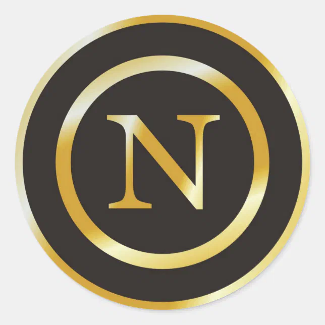 Initial N Gold Monogram Wedding Stickers | Zazzle