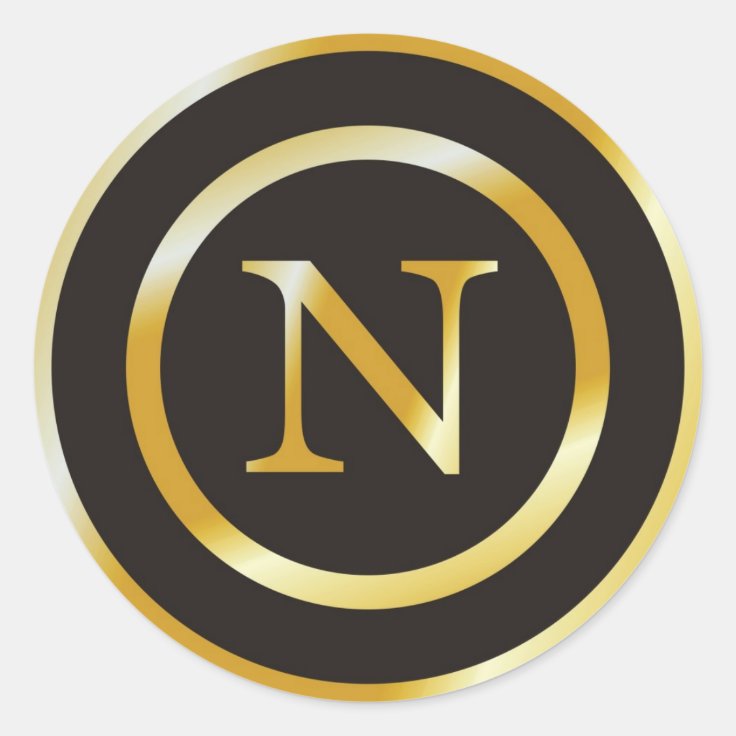 Initial N Gold Monogram Wedding Stickers | Zazzle