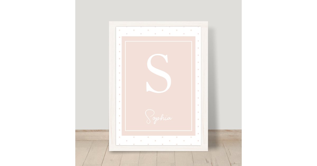 Initial Name Personalized Monogram Nursery Poster | Zazzle