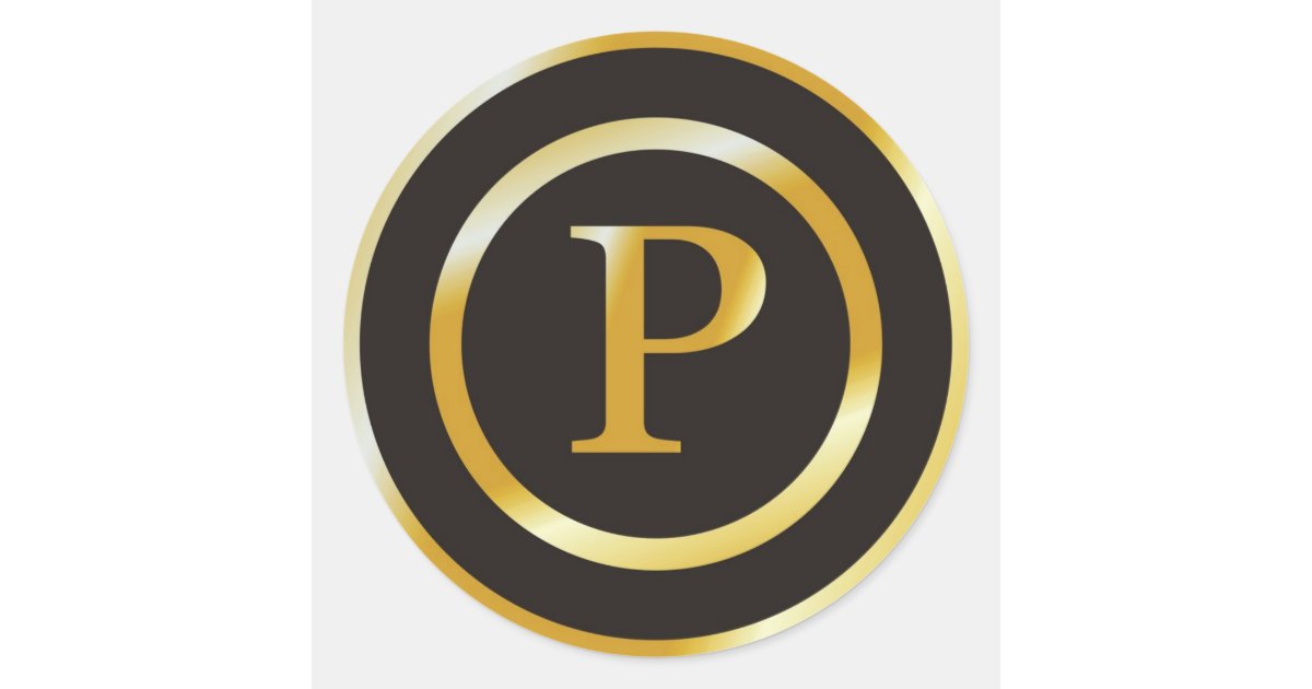 Initial P Gold Monogram Wedding Stickers | Zazzle