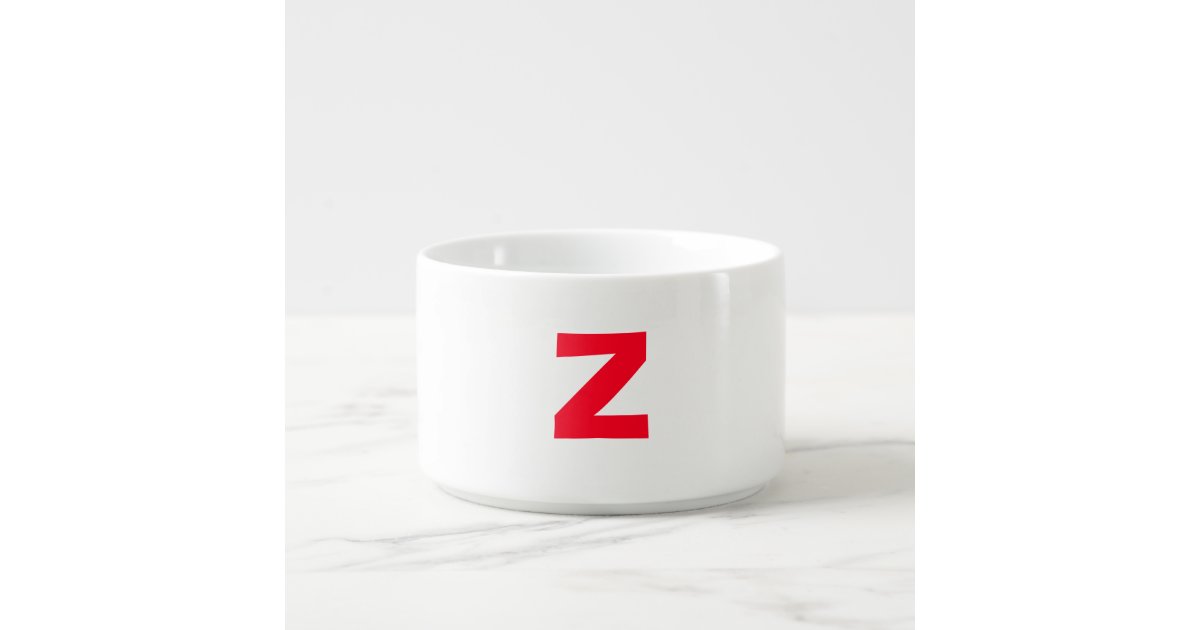 Initial Red Monogrammed Huge Letter Own Name Bowl | Zazzle