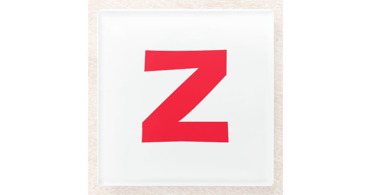 Initial Red Monogrammed Huge Letter Own Name Glass Coaster | Zazzle