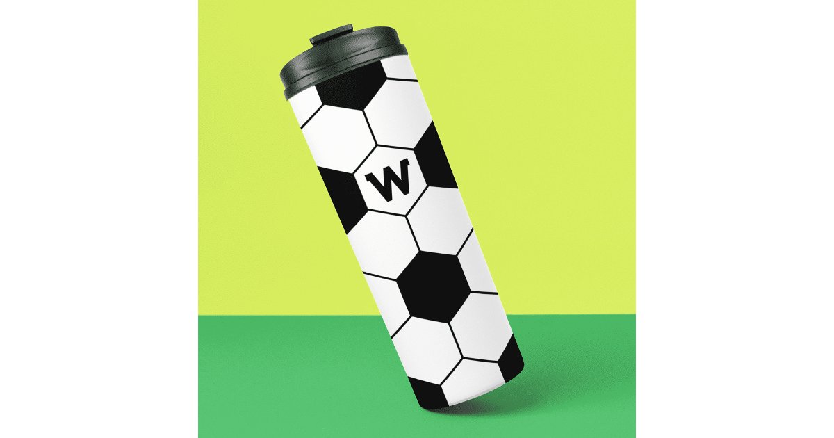 Initial Soccer Ball Pattern Thermal Tumbler | Zazzle