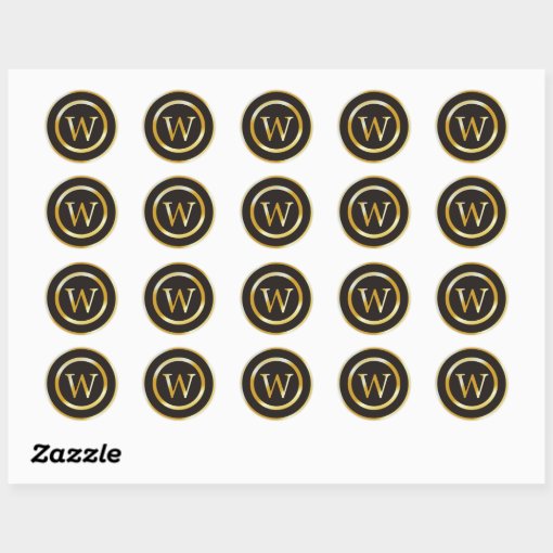 Initial W Gold Monogram Wedding Stickers | Zazzle