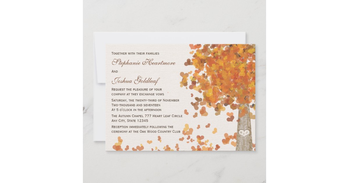 Initials Carved in a Tree Wedding Invitations | Zazzle