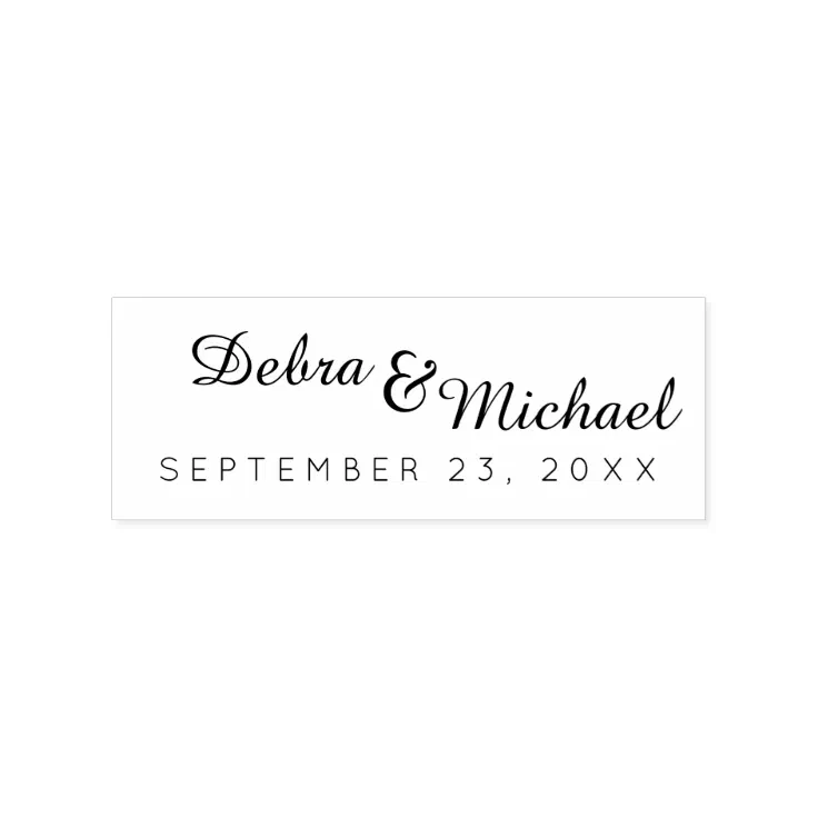 initials & special date, a simple wedding rubber stamp | Zazzle