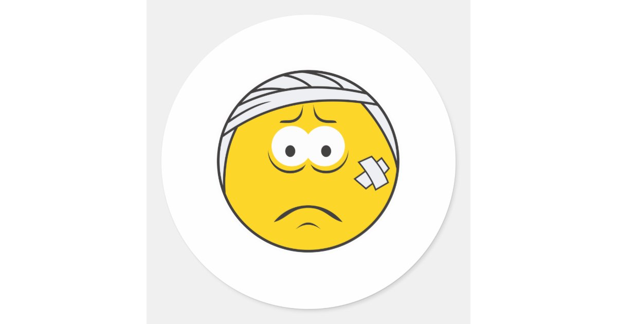Injured Boo boo Face Classic Round Sticker | Zazzle